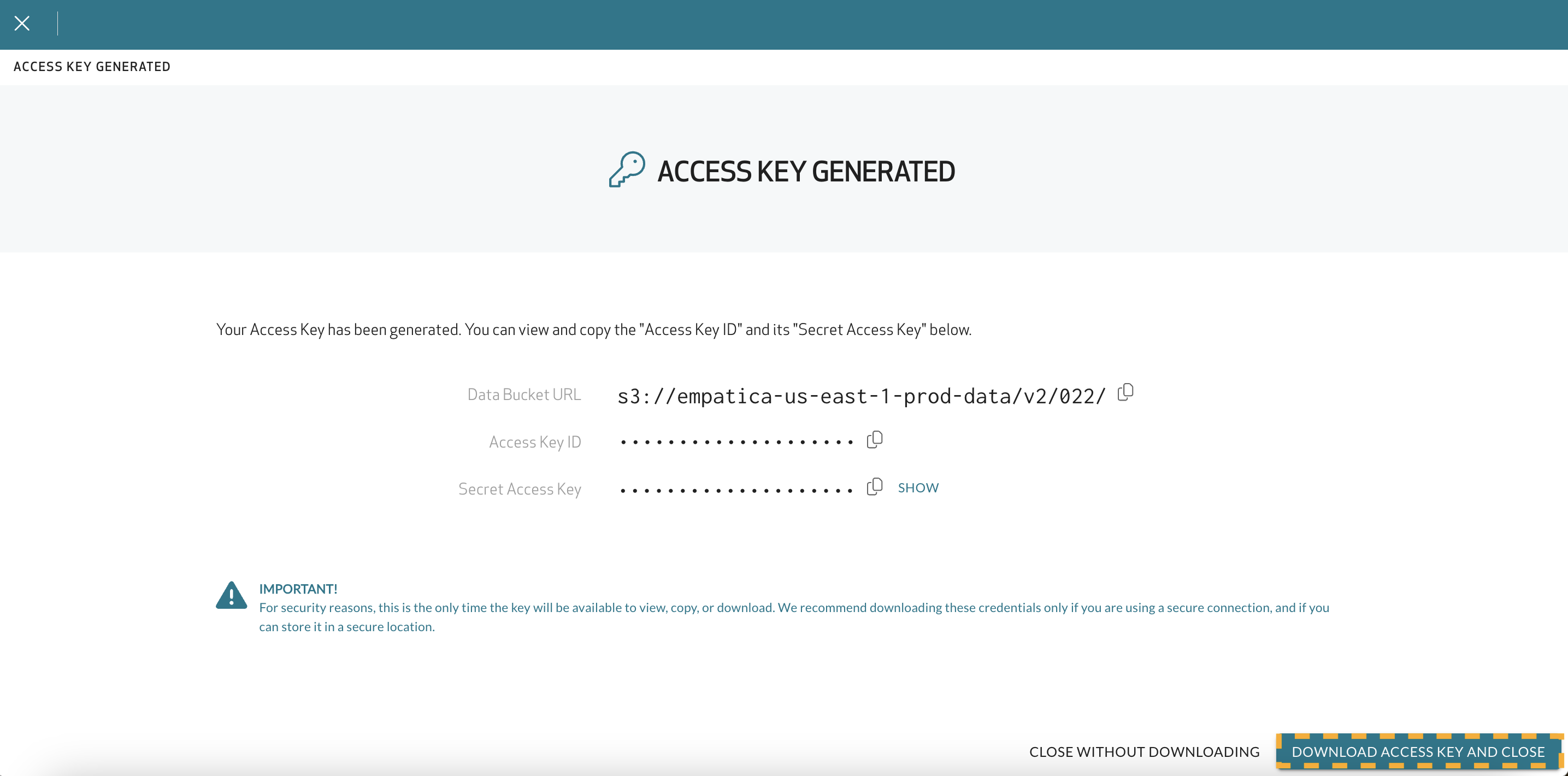 Generating and Revoking Data Access Keys – Empatica Support