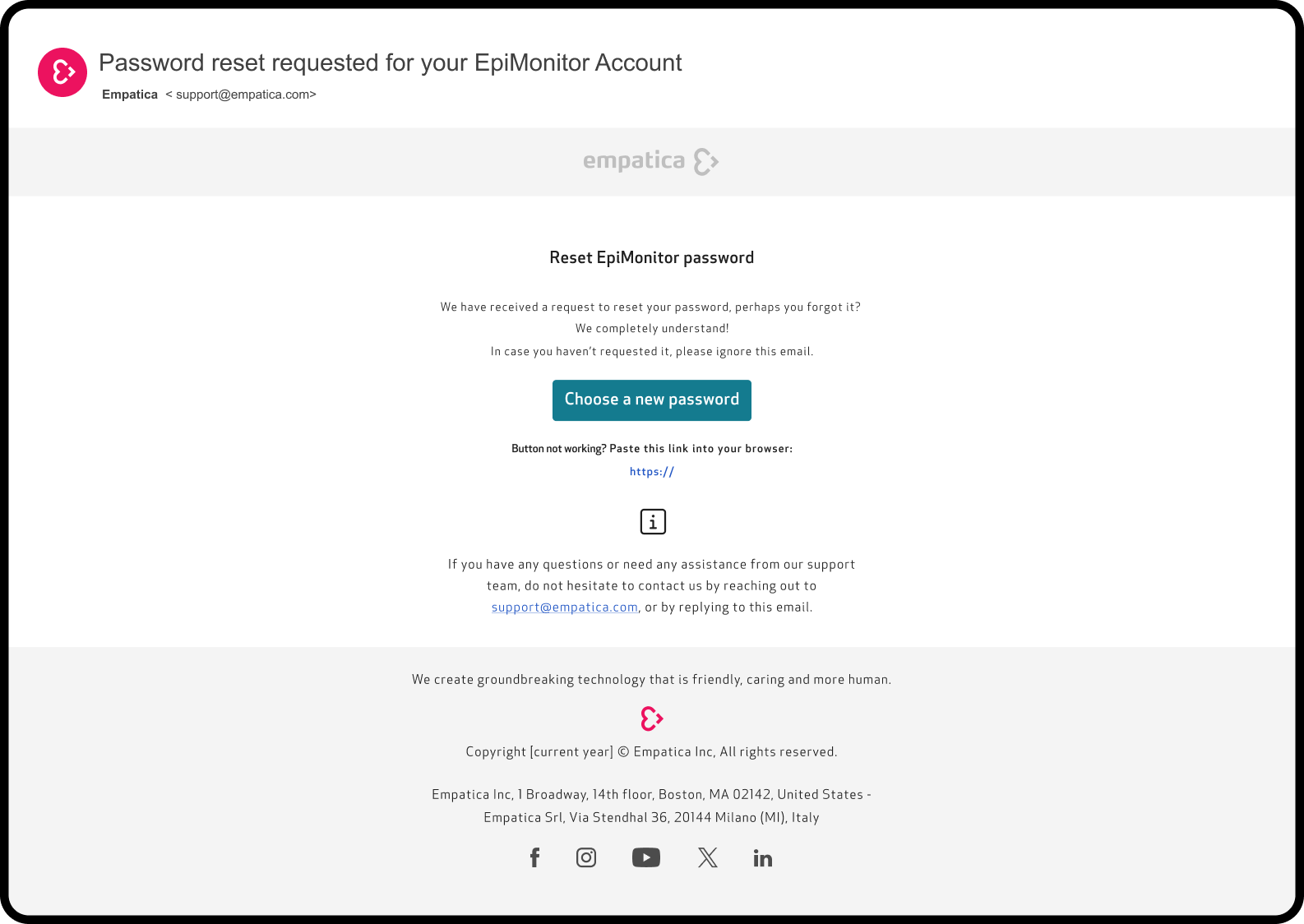 Reset the password of your EpiMonitor Account – Empatica Support