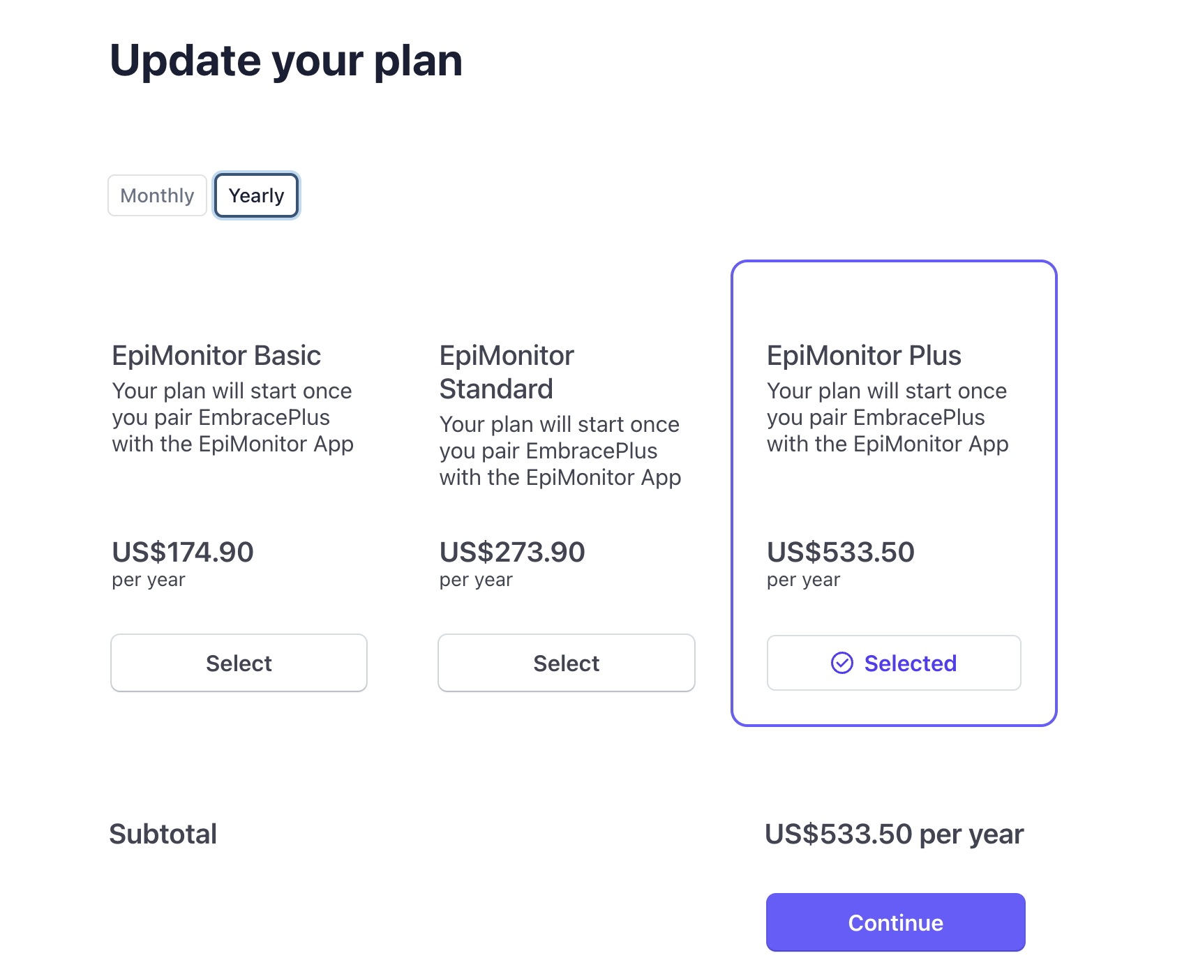 How to Change Your EpiMonitor Subscription Plan – Empatica Support
